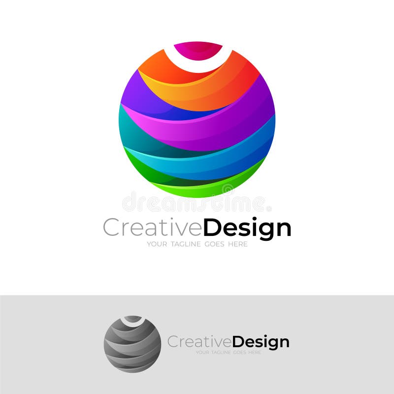 Globe Logo with 3d Colorful Design Vector, Circle Icon Stock Vector ...