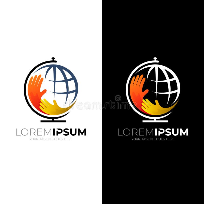 Globe Logo and Hand Care Design Social, Unity Logos Stock Vector ...
