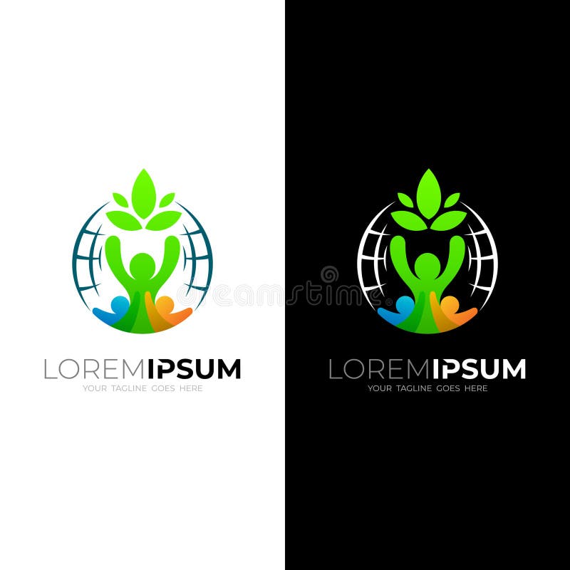 Globe Logo with People Care Design Nature, Earth Logos Stock Vector ...