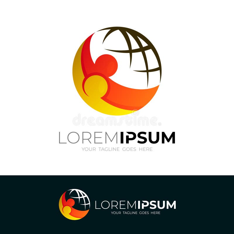 Globe Logo and People Care Design Social, Unity Design Stock Vector ...