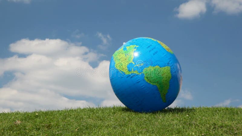 Globe Looking Inflatable Ball Waving by Wind on Stock Footage - Video ...