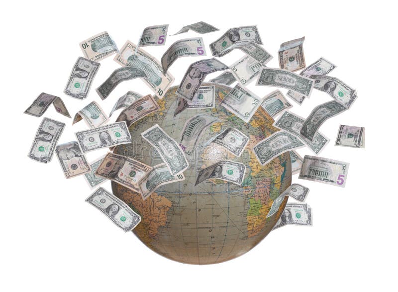 Globe with Lot of Money in Orbit Stock Image - Image of green, wealth ...