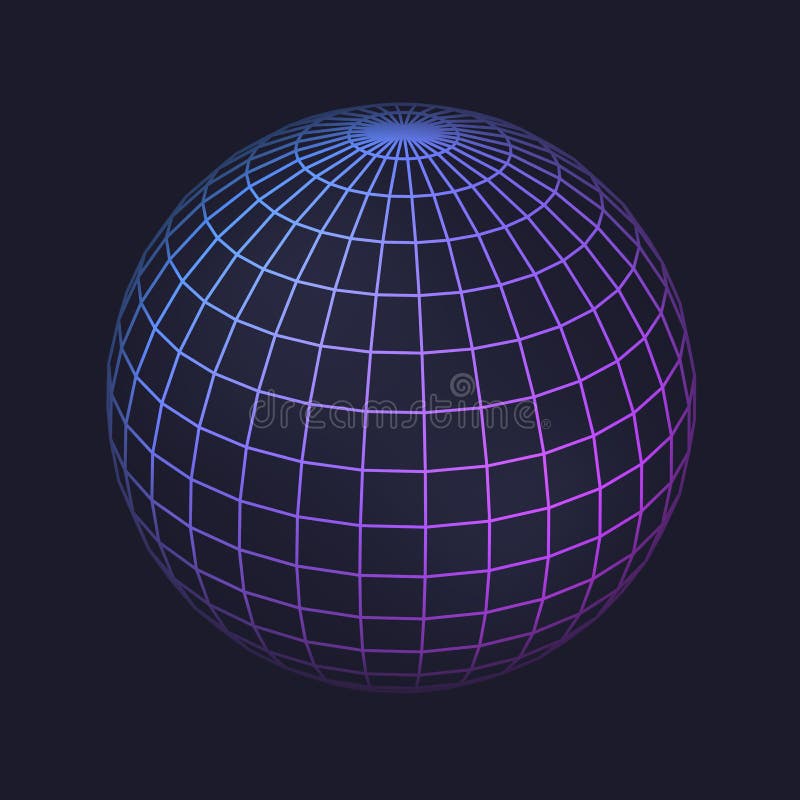 Globe Low Poly Line Geometric Shape of Neon Color Stock Vector ...