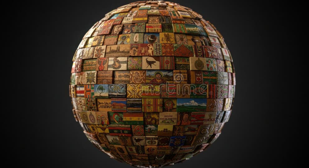 Globe Made of Cultural Artifacts - Generative AI Stock Illustration ...
