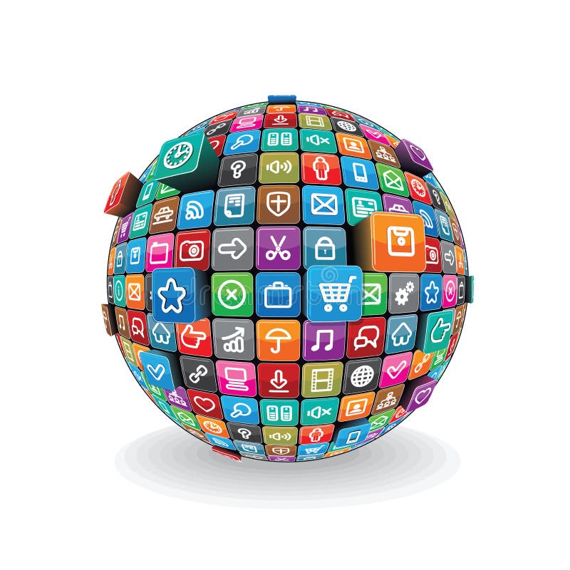 Sphere Made from a Social Media and Computer Icons Stock Vector ...