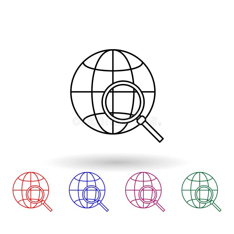 Globe And Magnifier Multi Color Icon Simple Thin Line Outline Vector Of Navigation Icons For