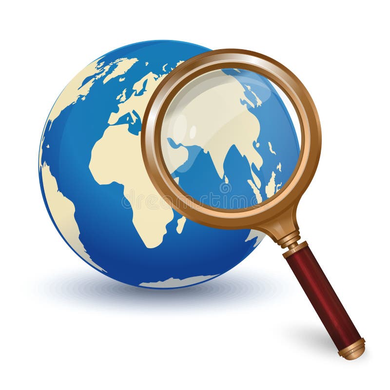 Globe With Magnifying Glass Vector Icon Stock Vector - Illustration of ... Globe With Magnifying Glass Vector Icon Stock Vector - Illustration of ...
