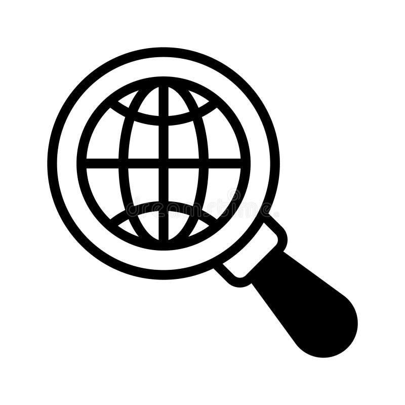 Globe with Magnifying Glass, Trendy Icon of Global Search ... Globe with Magnifying Glass, Trendy Icon of Global Search ...