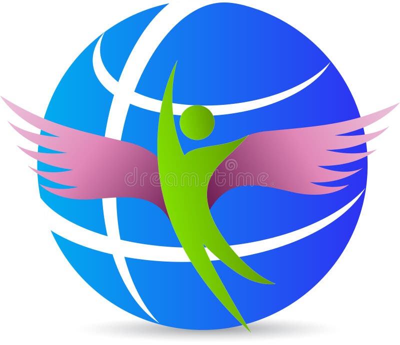 Globe man with wings stock vector. Illustration of design - 38631691