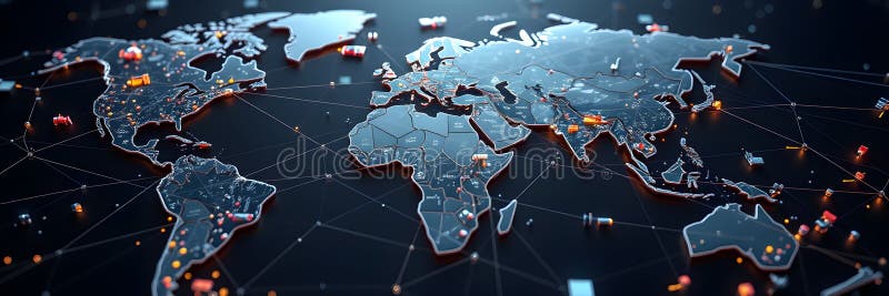 A Globe with Many Lights on it Stock Illustration - Illustration of ...