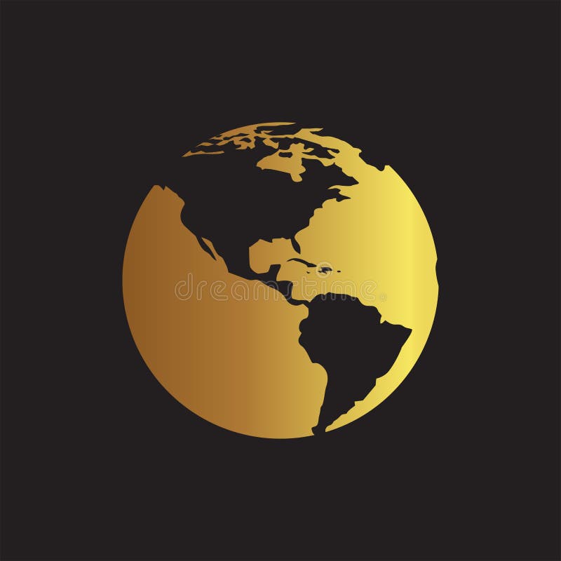 Globe Map with Gold Color Icon Vector Template Stock Vector ...