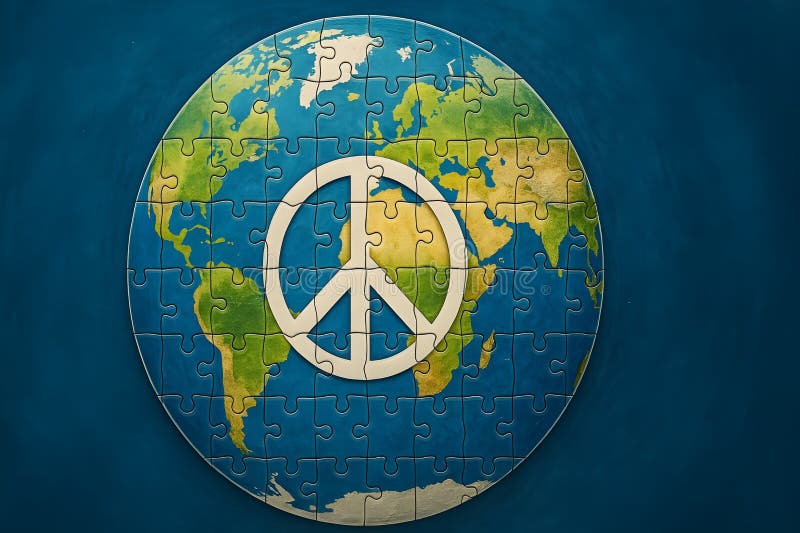 Globe Map with Puzzle Pattern for World Peace Day. Generative AI. Stock ...