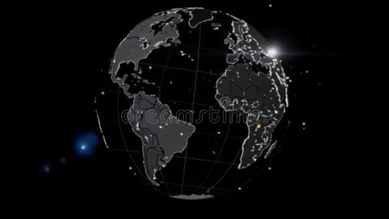 Globe with Maps of Continents with Glowing Lines Denoting State and ...