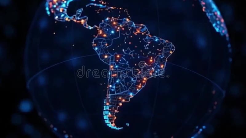 Globe with Maps of Continents with Glowing Lines Denoting State and ...