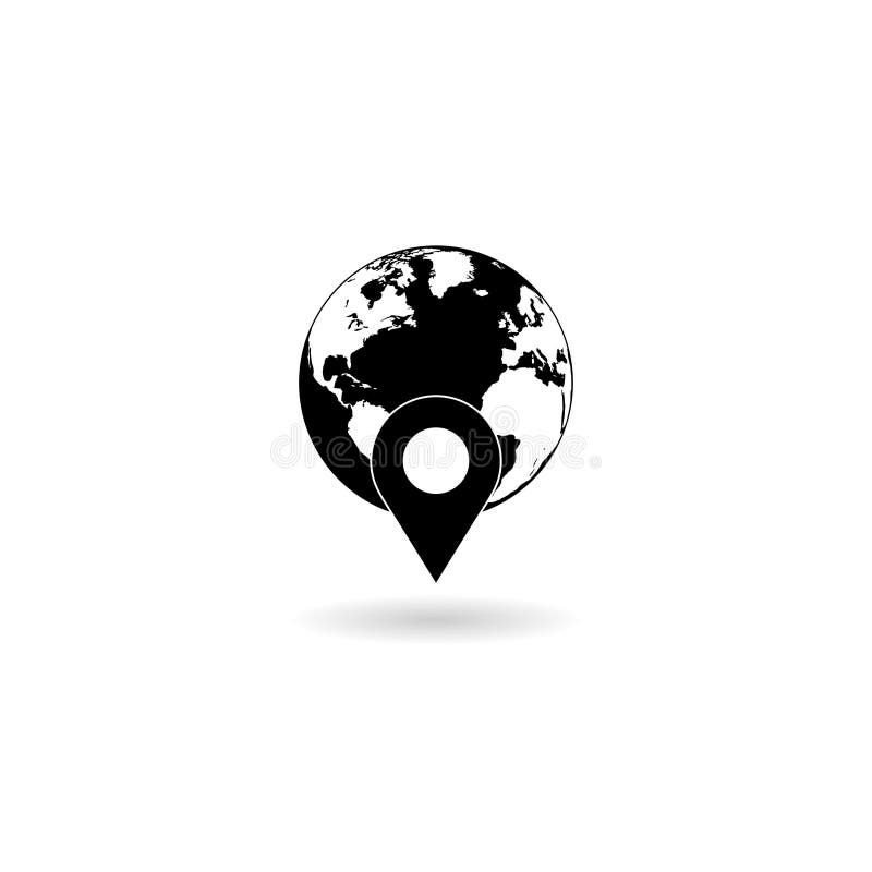 Globe Maps Location Icon with Shadow Stock Vector - Illustration of ...