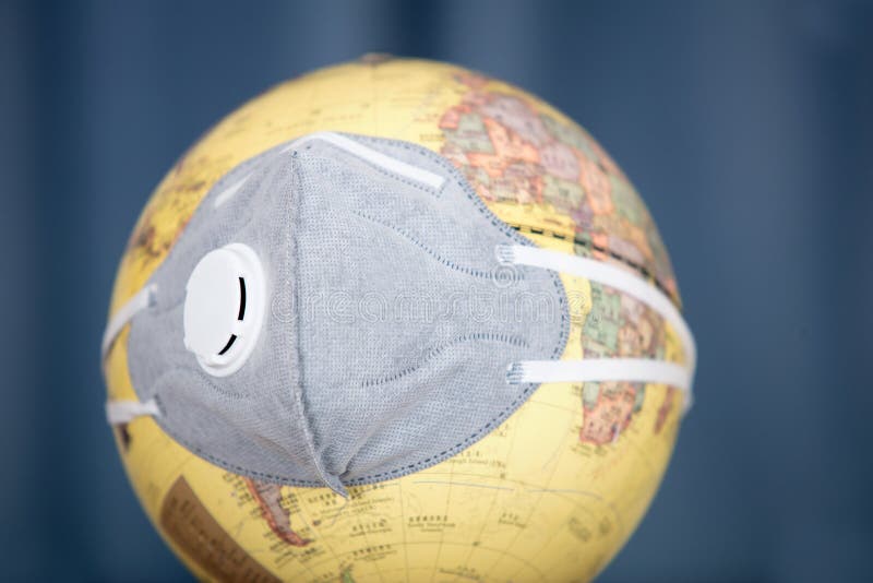 Globe with a mask on stock image. Image of problem, global - 252871977