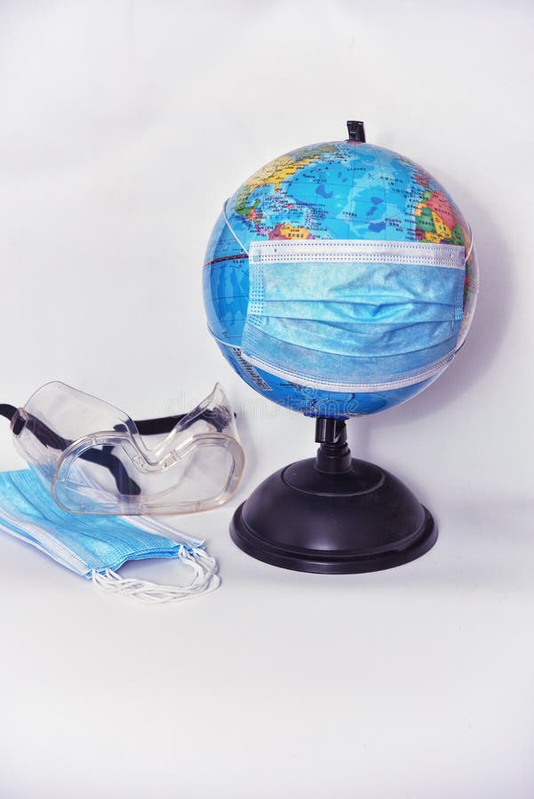 Globe with Mask and Goggles Stock Photo - Image of globe, masks: 203277110