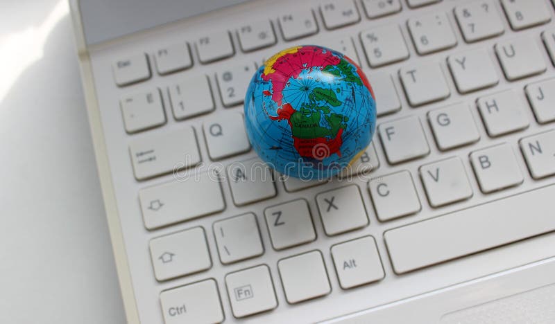 Globe Model Lying on Computer Keypad with Latin Characters only Stock ...