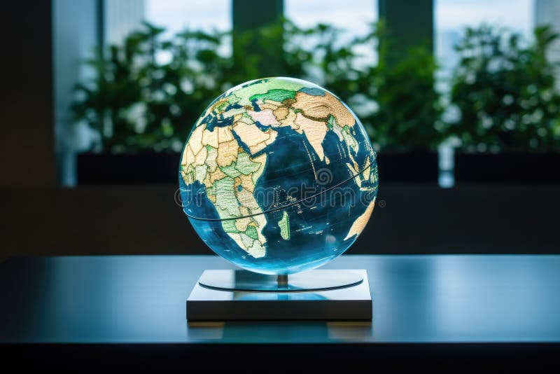 Globe Model on Wooden Desk. Generative AI Stock Illustration ...