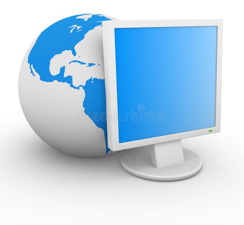 Globe in a monitor stock vector. Illustration of ecology - 22402005