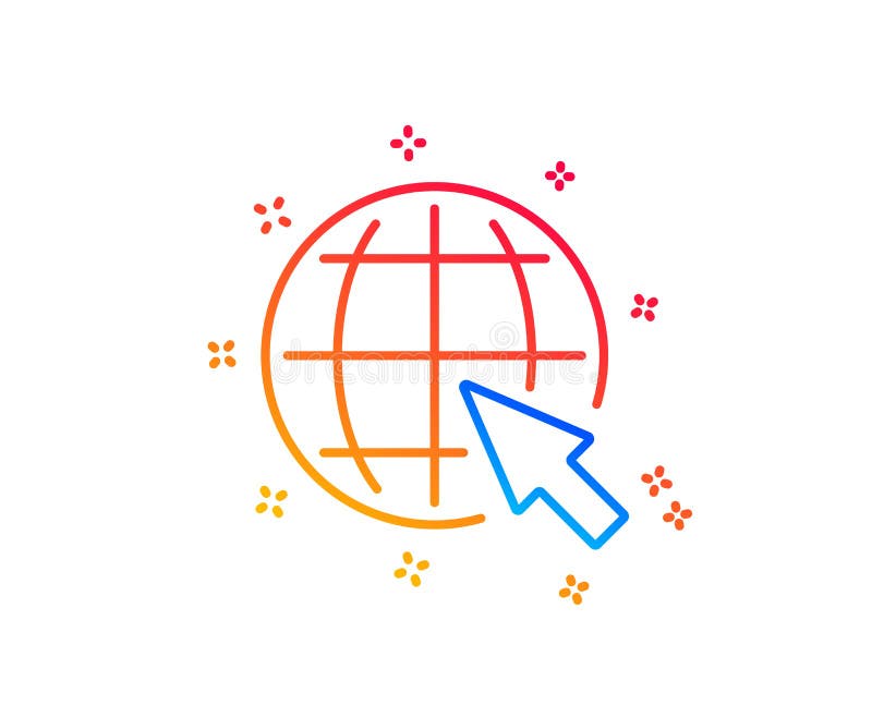 Globe with Mouse Cursor Line Icon. World Sign. Vector Stock Vector ...