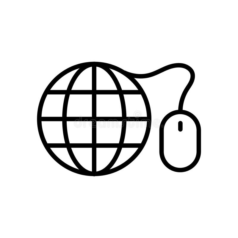 Globe with Mouse Outline Vector Icon Stock Vector - Illustration of design, outline: 303587366