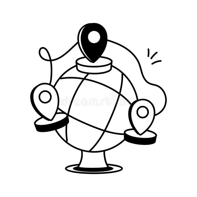 A Globe with Multiple Location Pins Attached, Meta Location Vector ...