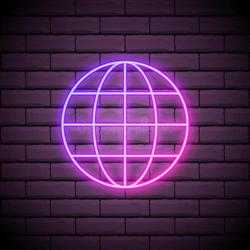 Globe Neon Sign. Night Bright Advertisement Stock Illustration ...
