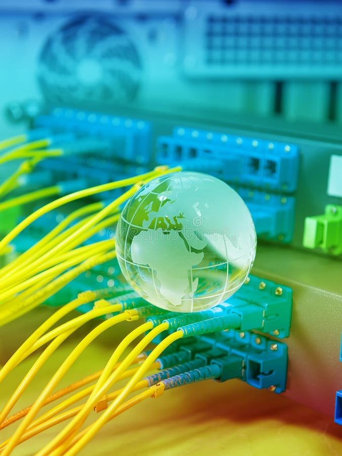 Globe with Network Cables and Servers Stock Photo - Image of globe ...