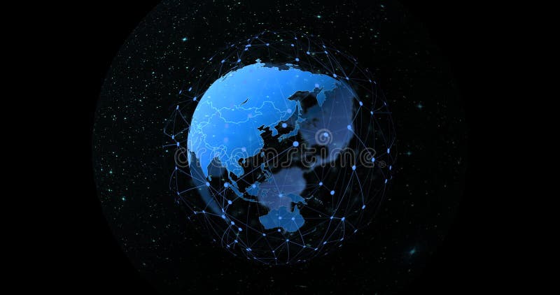 Globe, Network and Connection with Hologram, Dark Studio Background or ...