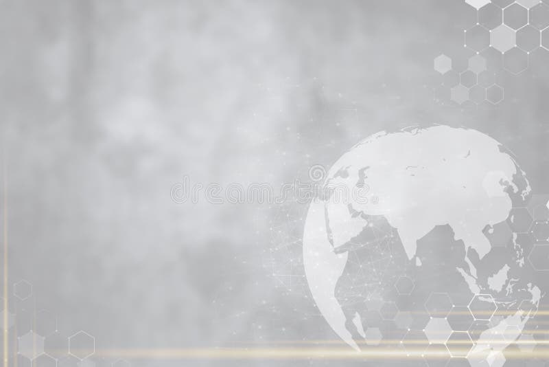 Globe and Network Connection Technology Icons on Grey Background Stock ...