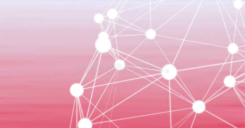 Globe of Network of Connections Against Pink and White Gradient ...