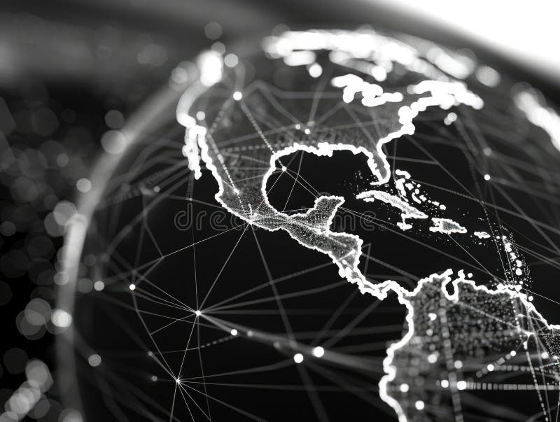 Globe with a Network of Lines Connecting it Stock Image - Image of ...