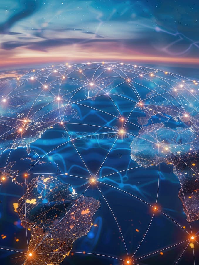 A Globe with a Network of Lines Connecting it Stock Image - Image of ...