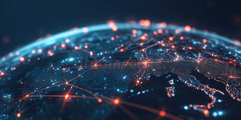 Globe with a Network of Lines and Dots Surrounding it Stock Image ...
