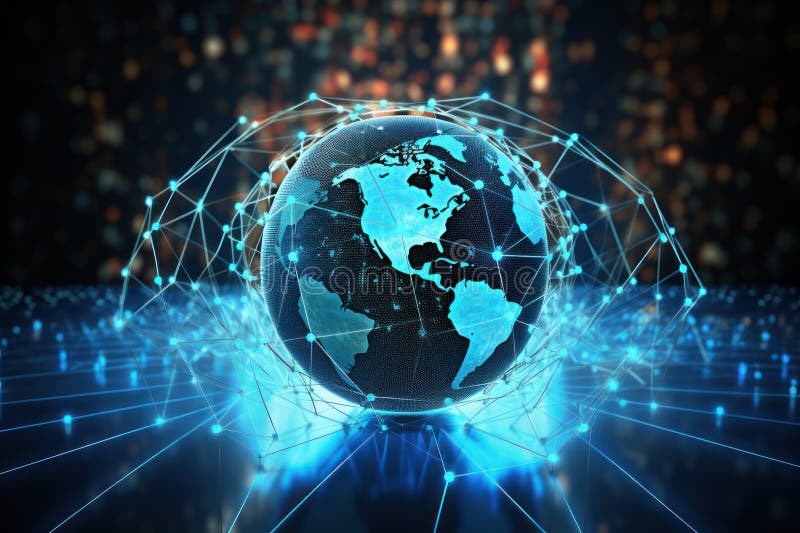 Globe with Network on Table Stock Illustration - Illustration of globe ...