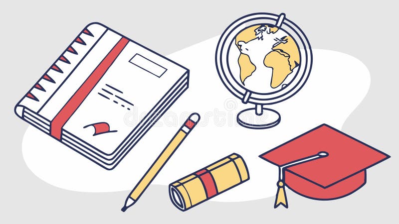 Globe, Notebook, Graduation Cap. Essential Tools for Academic Journey ...