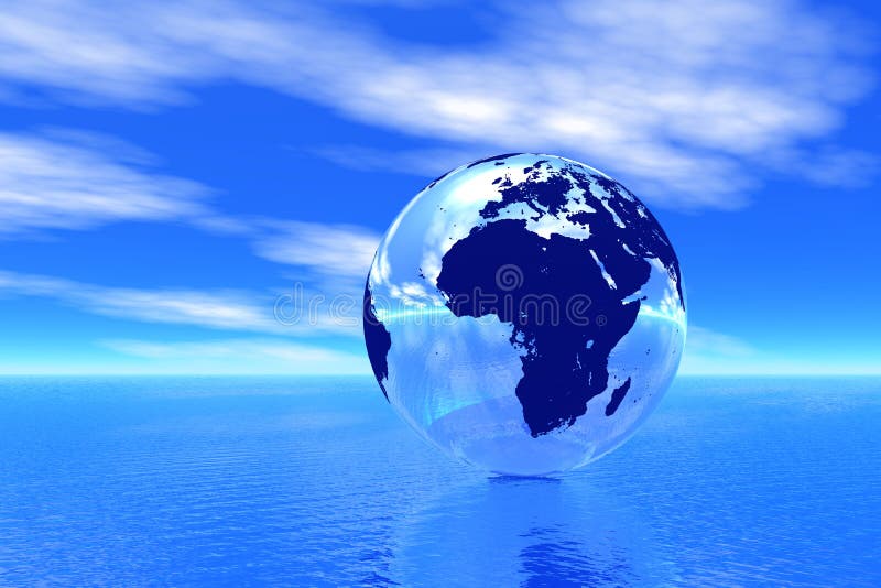 Globe in ocean stock illustration. Illustration of global - 7834426
