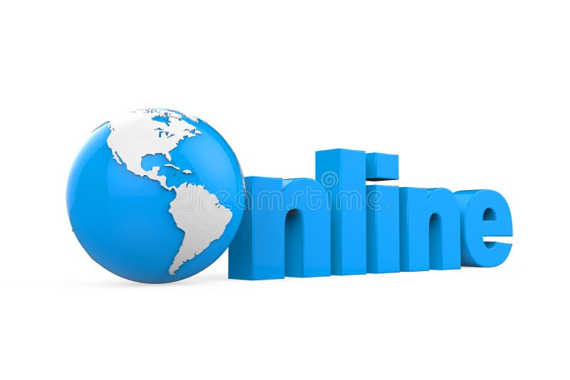 Globe with Online Text stock illustration. Illustration of digital ...