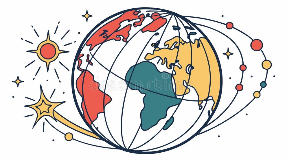Globe with Orbiting Stars, Global Connection and Space Exploration ...