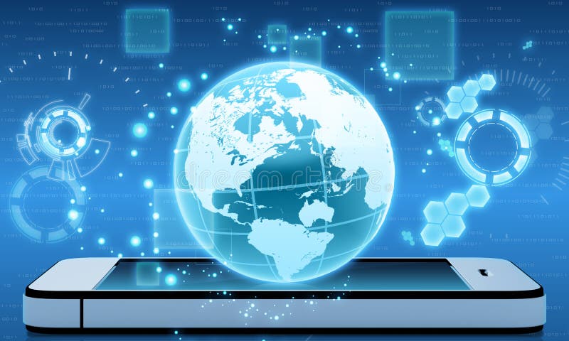 Telephone and World Map with Dots Location Cities Stock Illustration ...