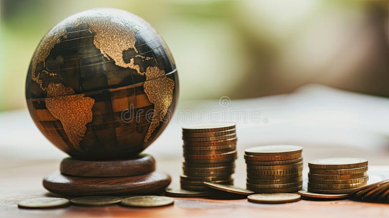 A Globe Paired with a Stack of Coins, Illustrating the Concept that ...