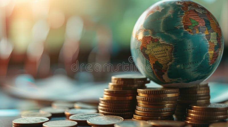 A Globe Paired with a Stack of Coins, Illustrating the Concept that ...
