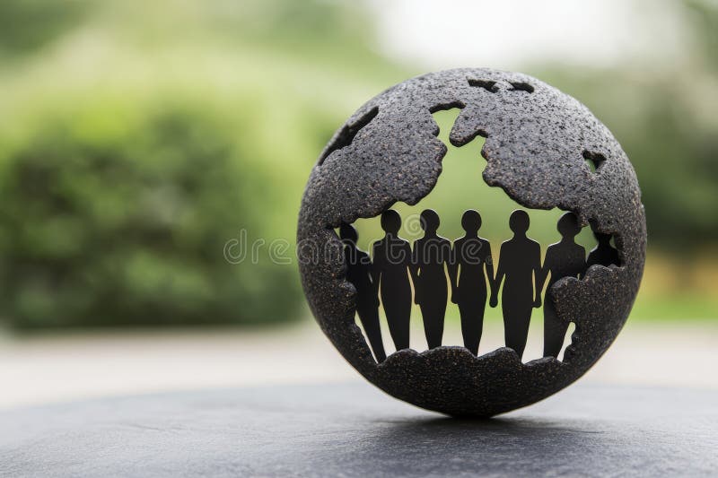 Globe with Paper People Figures, Concept of Global Community and Unity ...