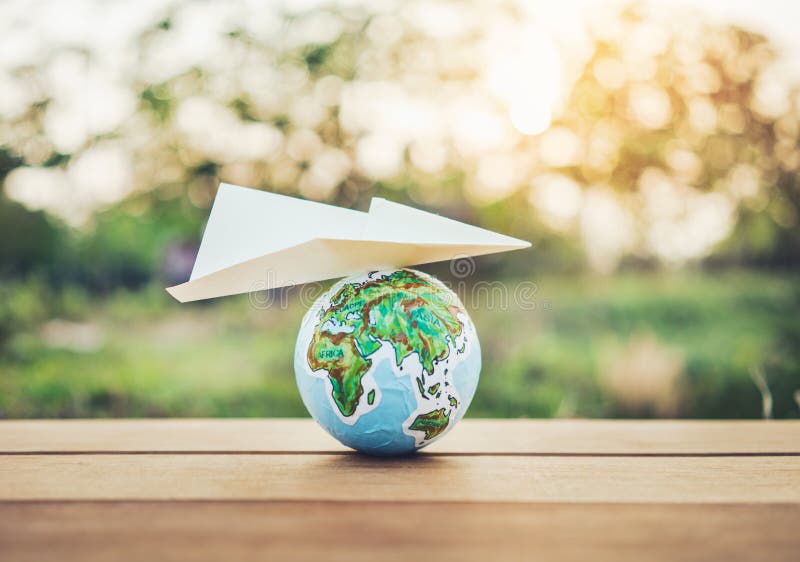 Globe with Paper Plane,Travel Concept Stock Photo - Image of trip ...
