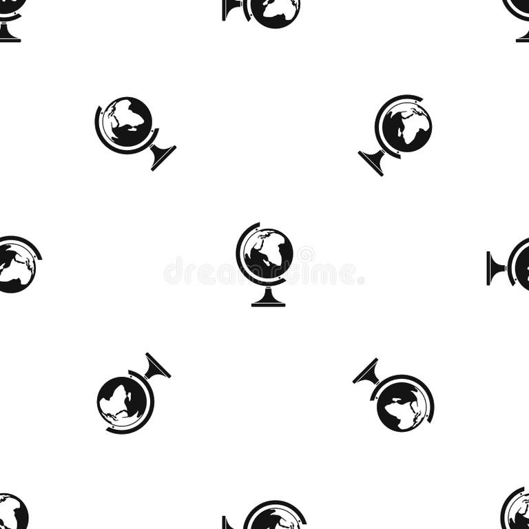Globe Pattern Seamless Black Stock Vector - Illustration of globe ...