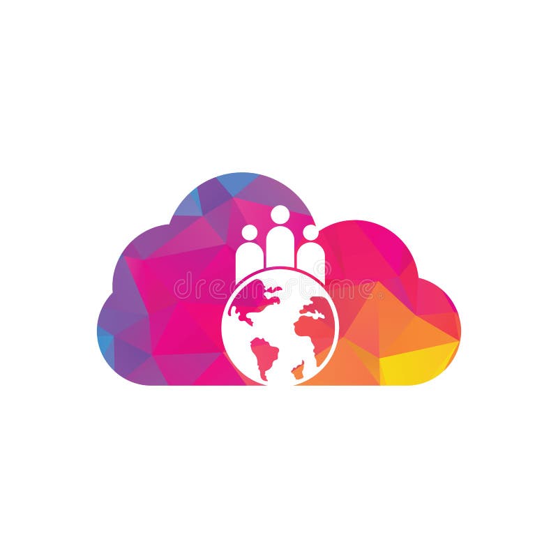 Globe and People Cloud Shape Icon Vector Illustration. Stock Vector ...