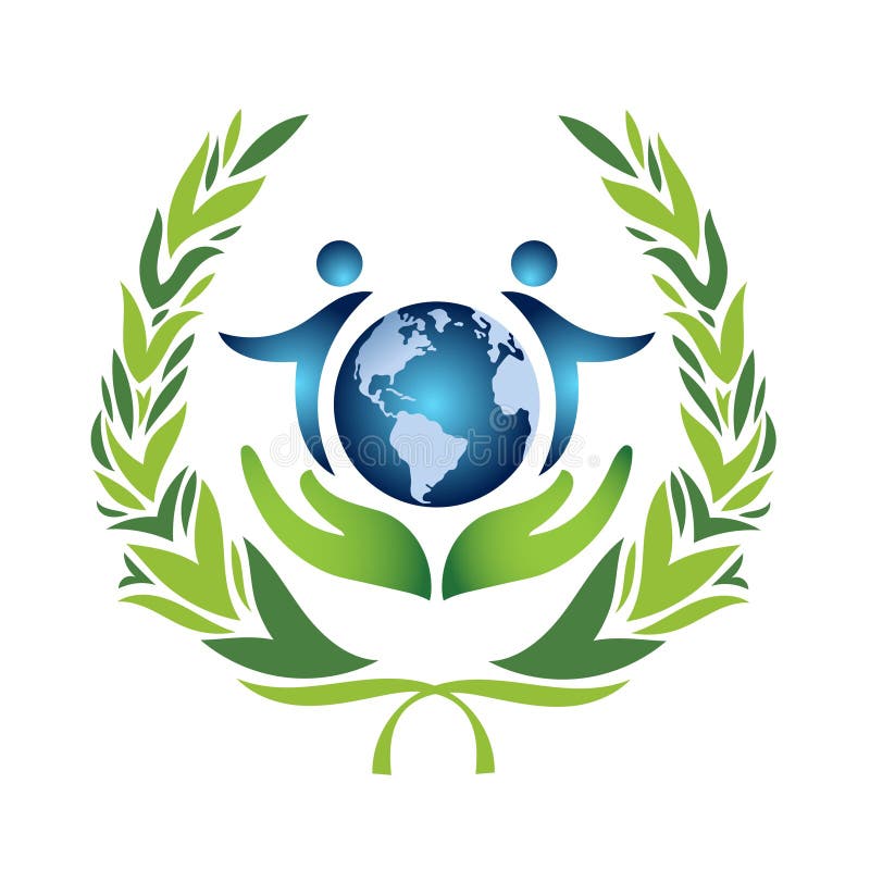 Globe People Logo Icon on White Background. Stock Illustration ...