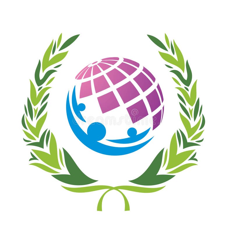 Globe People Logo Icon on White Background. Stock Illustration ...