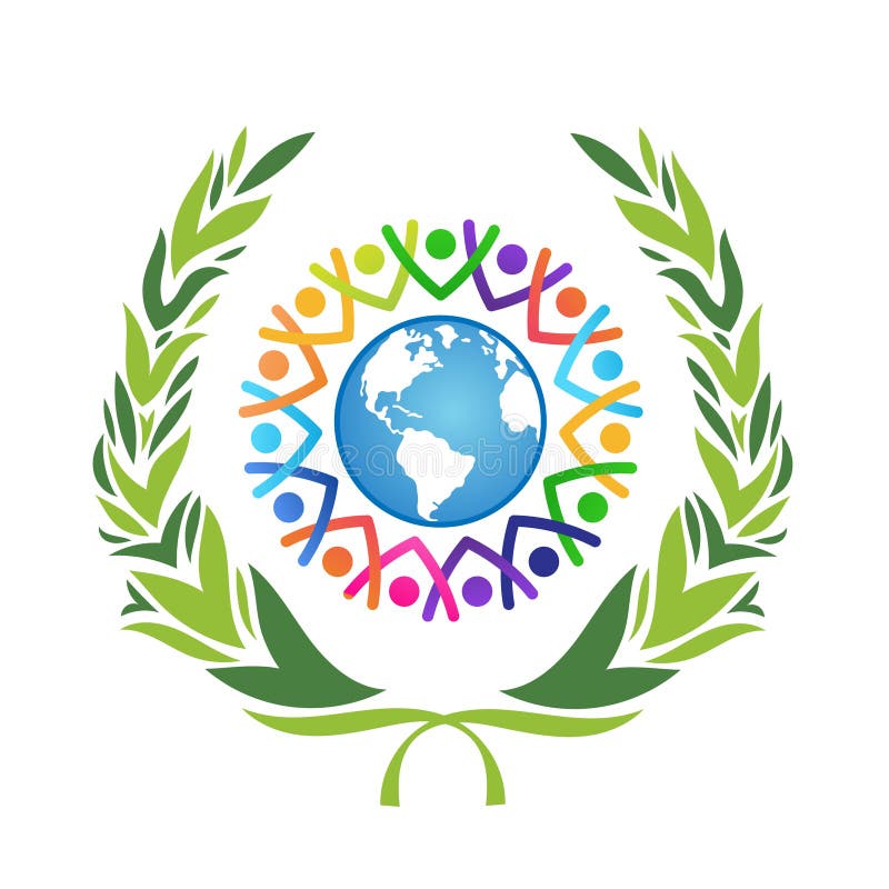 Globe People Logo Icon on White Background. Stock Illustration ...